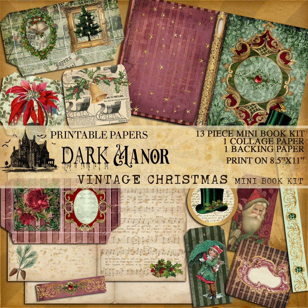 Vintage Christmas Mini Book Kit - DIGITAL JOURNALING - Printable ...