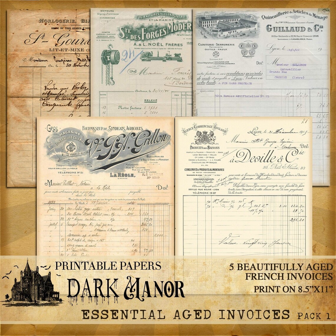 Essential Aged Invoices PACK 1 DIGITAL JOURNALING - Etsy