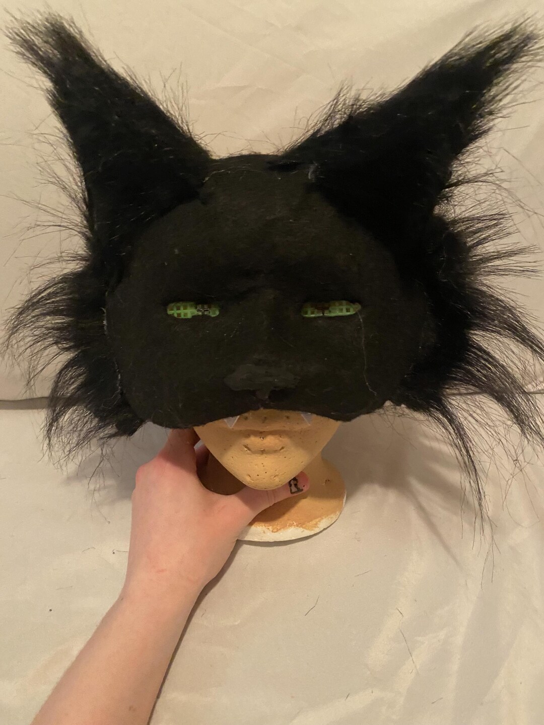 Black Cat Mask | Felted Mask With Eye Mesh | Water Resistant | Hand ...