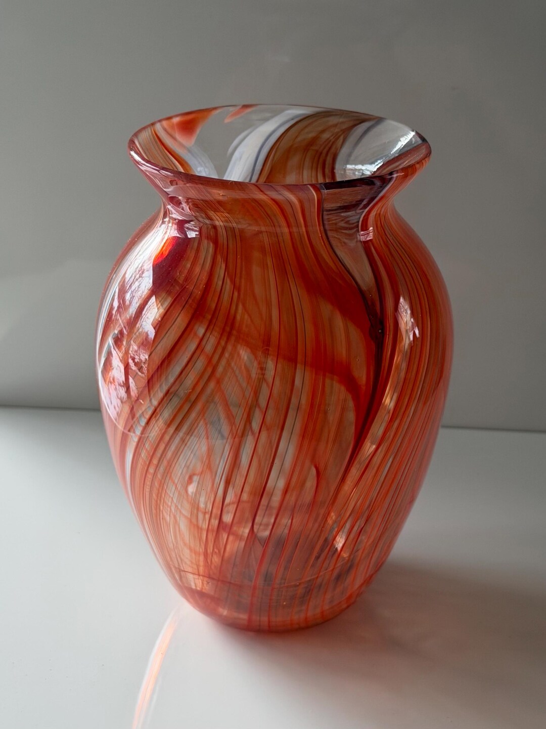 Handblown Red Feathered Glass Vase – One of a Kind Functional Art - Etsy