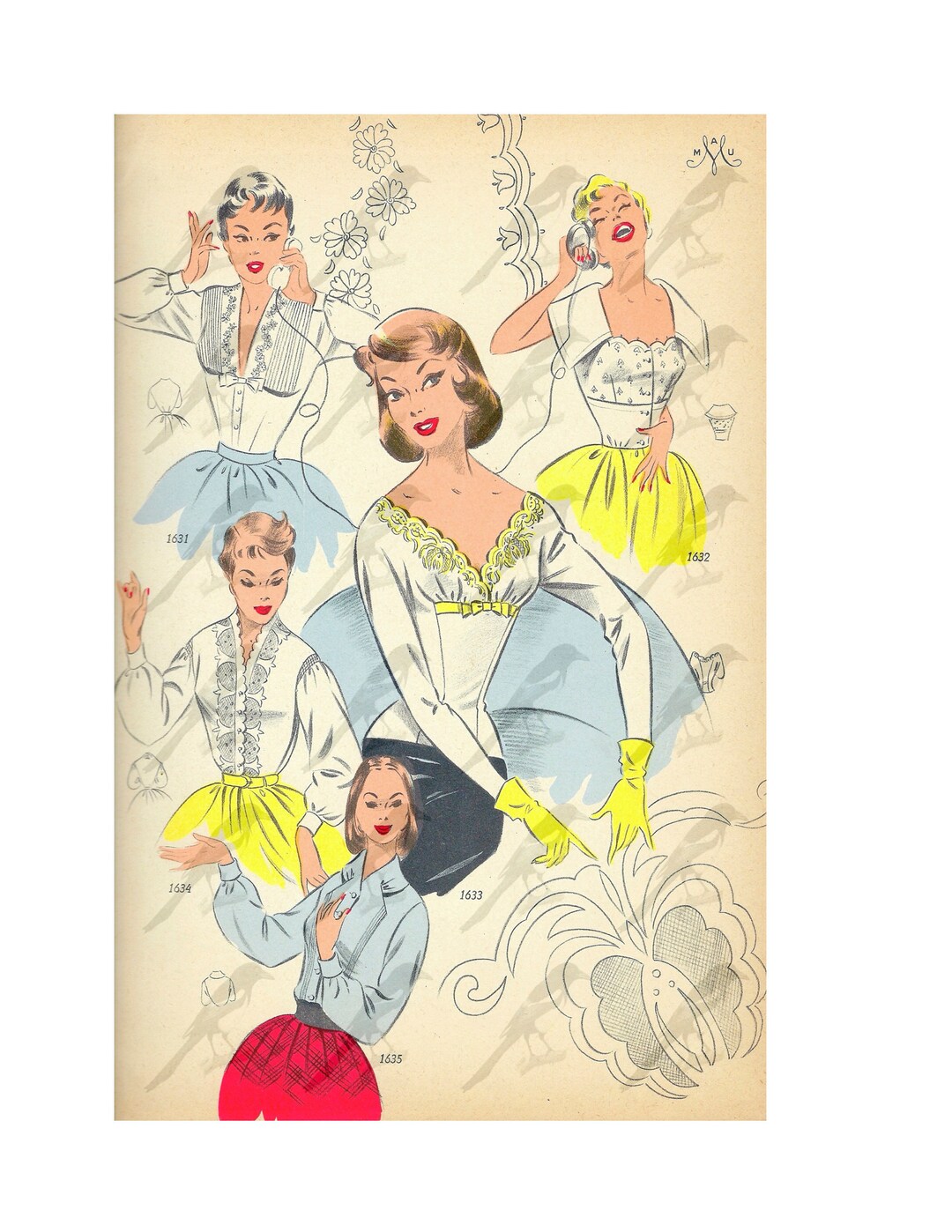 Vintage Fashion Magazine Prints, 1950's - Etsy