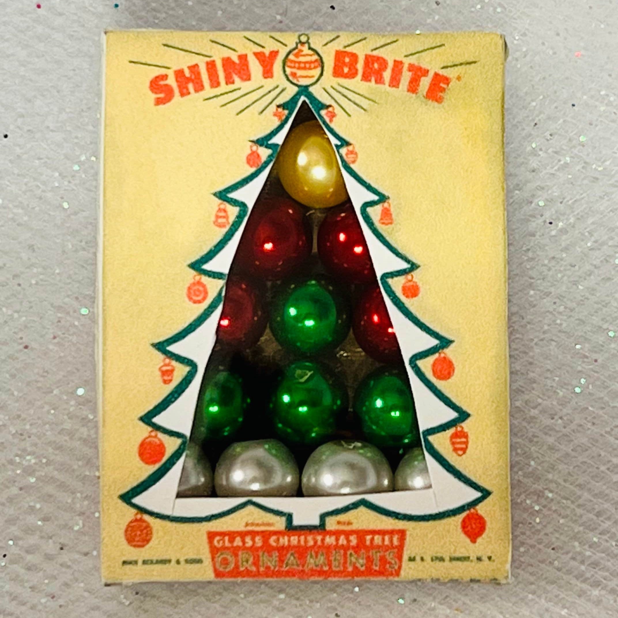 Retro Vintage Shiny Brite Ornament Box Christmas Holiday Pin Handmade ...