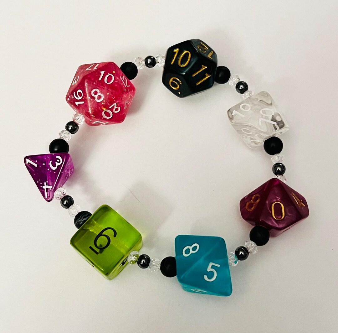 DND Die Bracelet #11 With Lava and Crystal Beads - Etsy