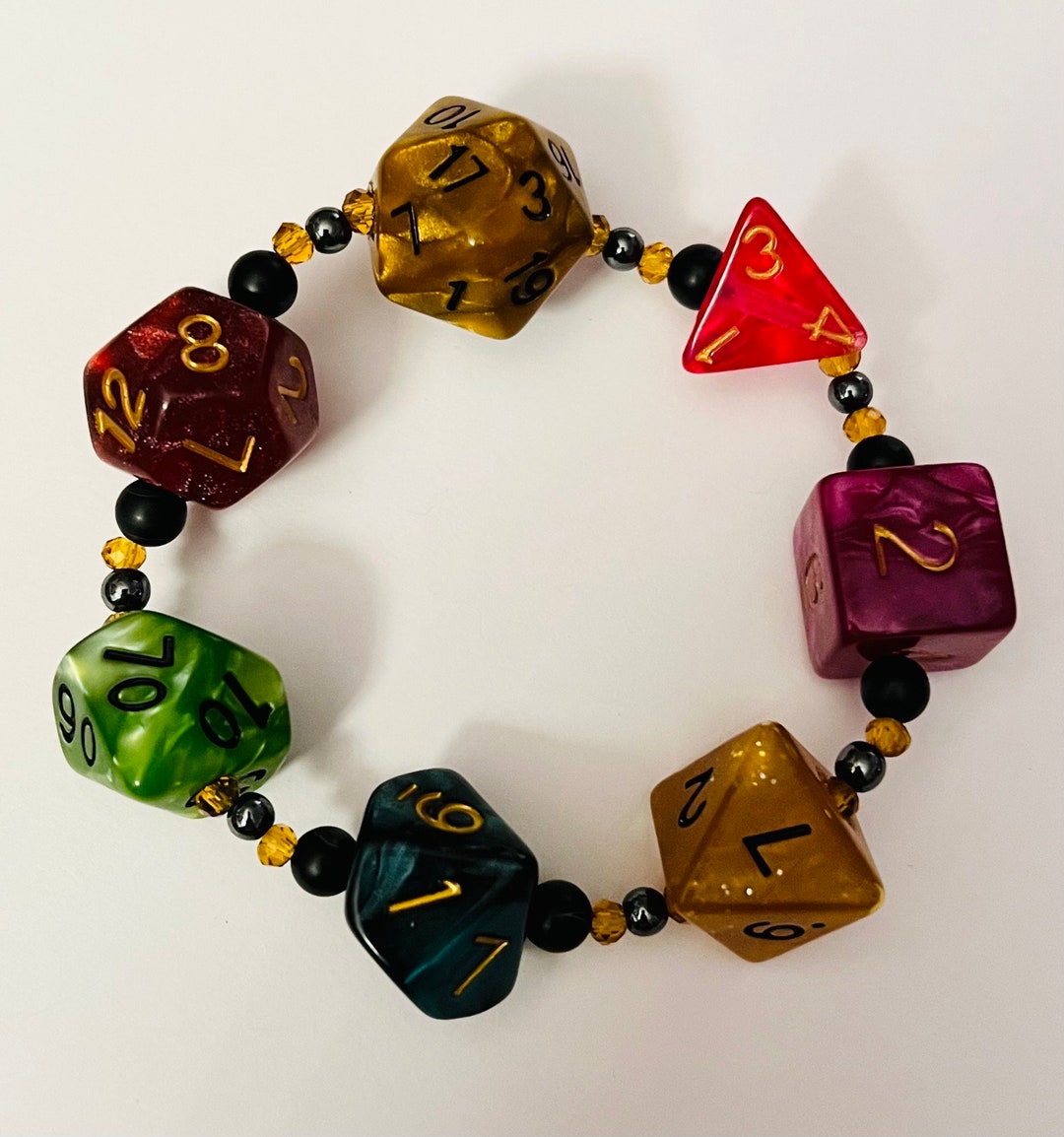 DND Die Bracelet #12 With Lava and Crystal Beads - Etsy