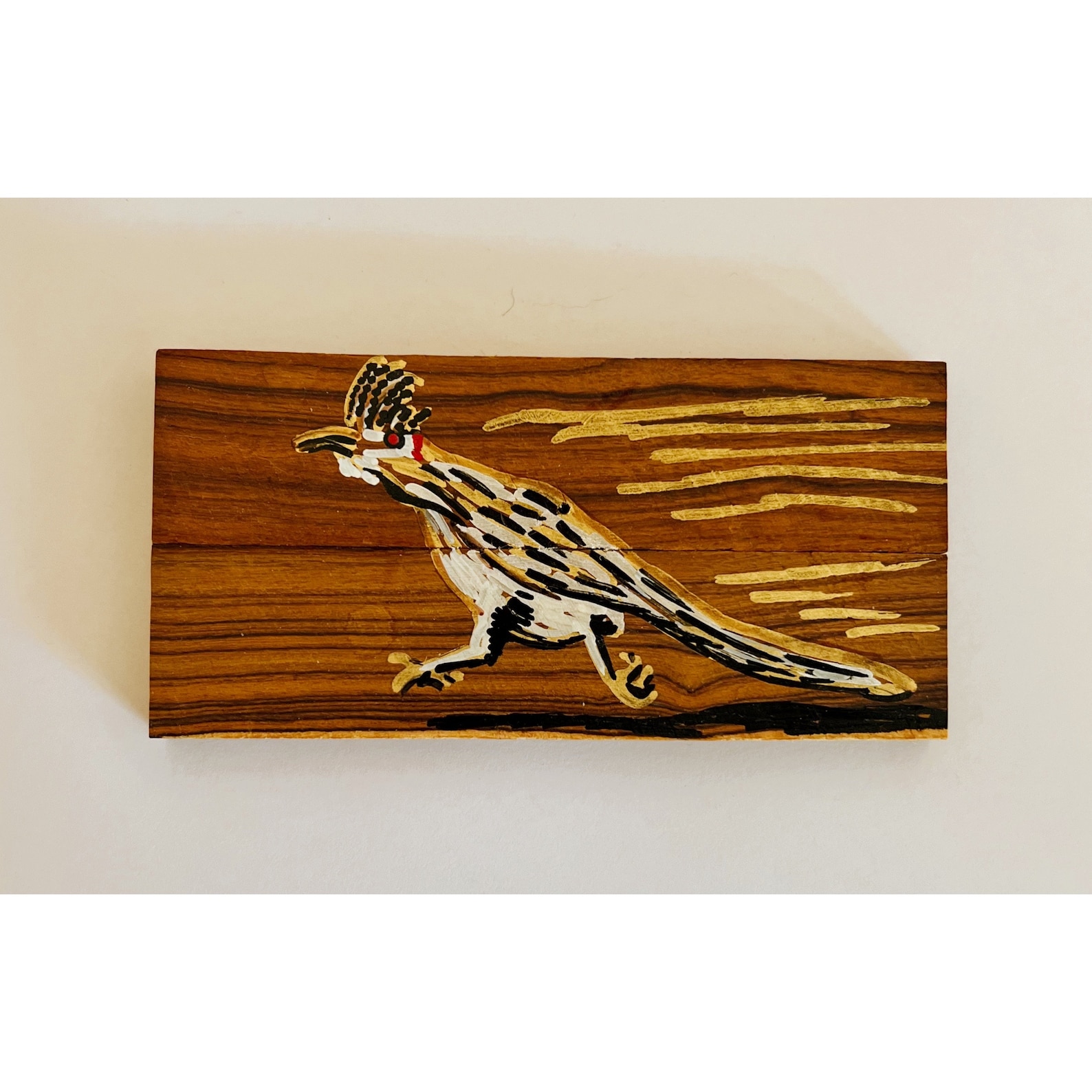 Palm Springs Desert Roadrunner - Original Oil on Ironwood Painting Made ...