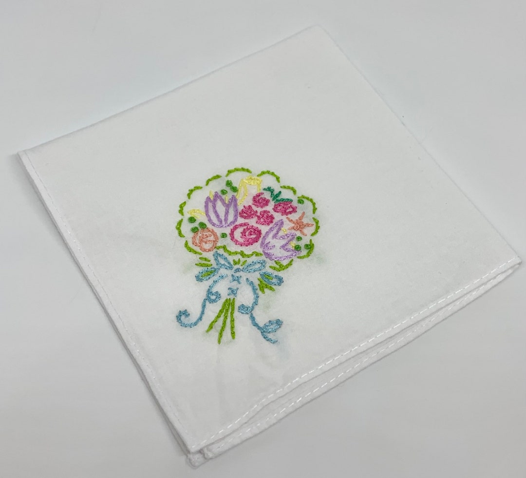 Hand Embroidered Bridal Handkerchief Wedding Bridal Bouquet - Etsy
