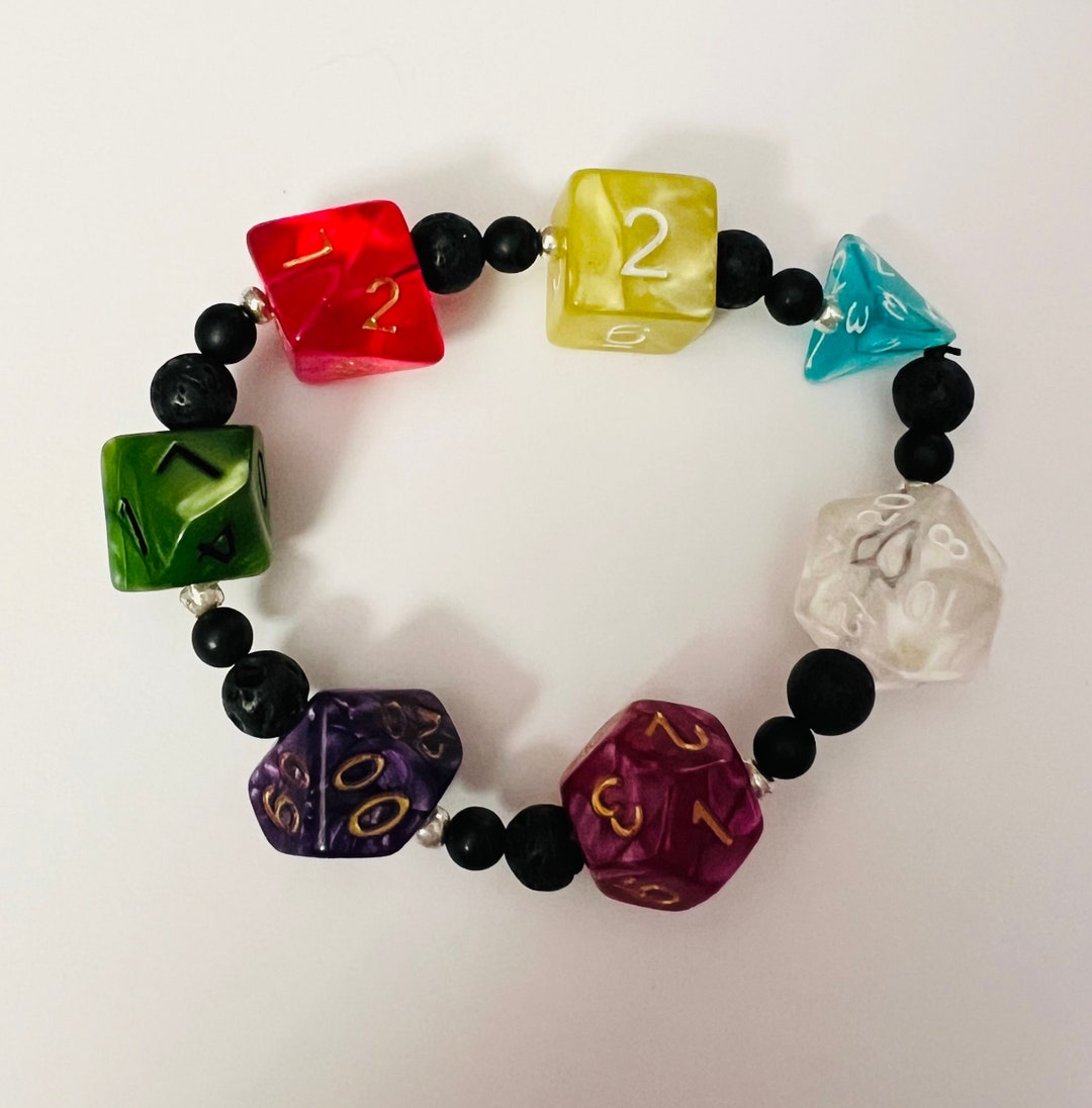 DND Die Bracelet #4 With Stone and Lava Beads - Etsy