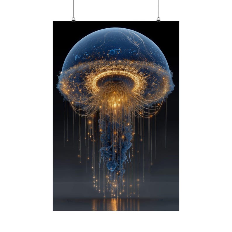Vertical Jellyfish Poster, Ocean Art Print, Underwater Sea Creature ...