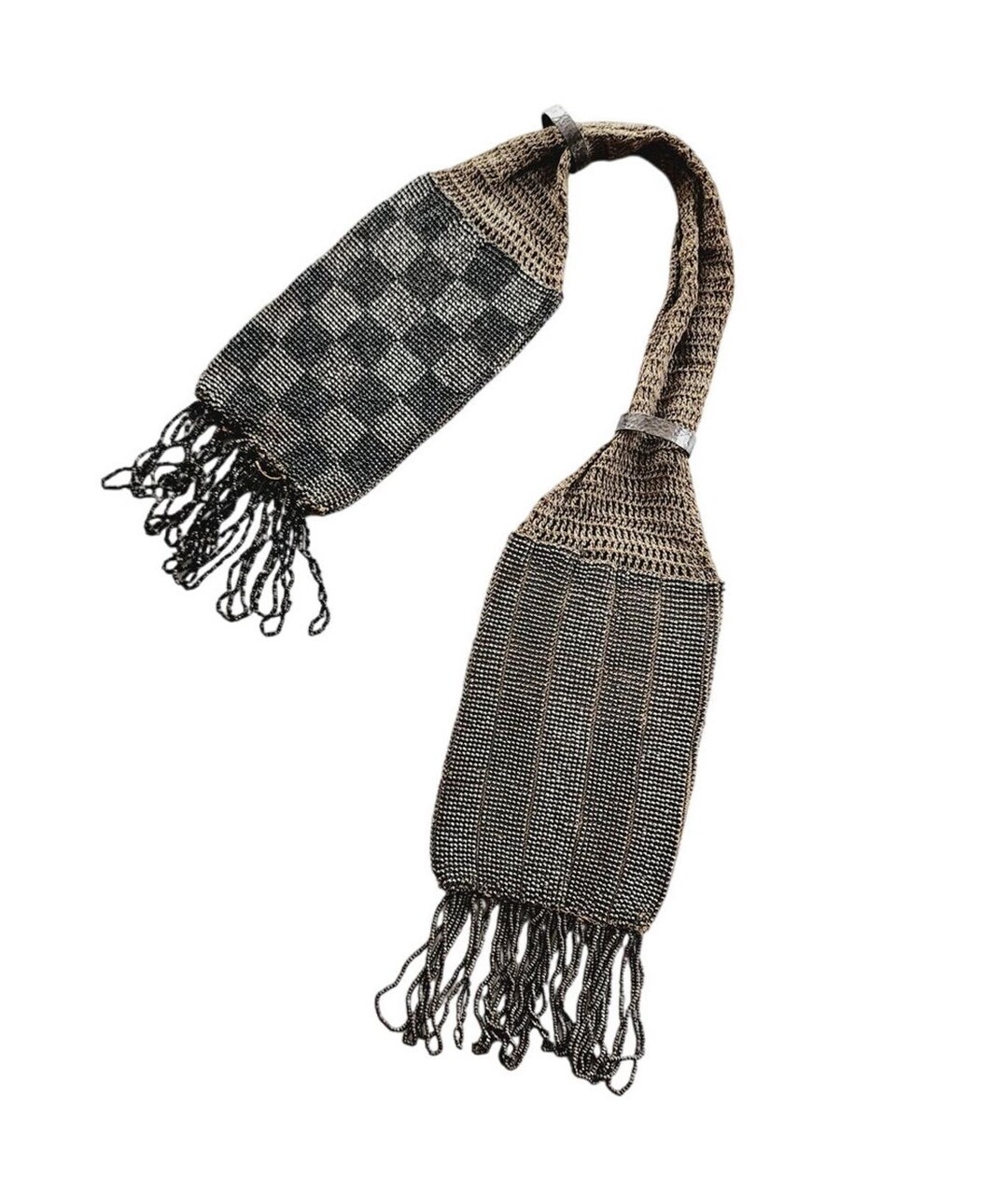 Antique Victorian Bag Miser's Purse Silver Steel Beads Gray Crochet - Etsy