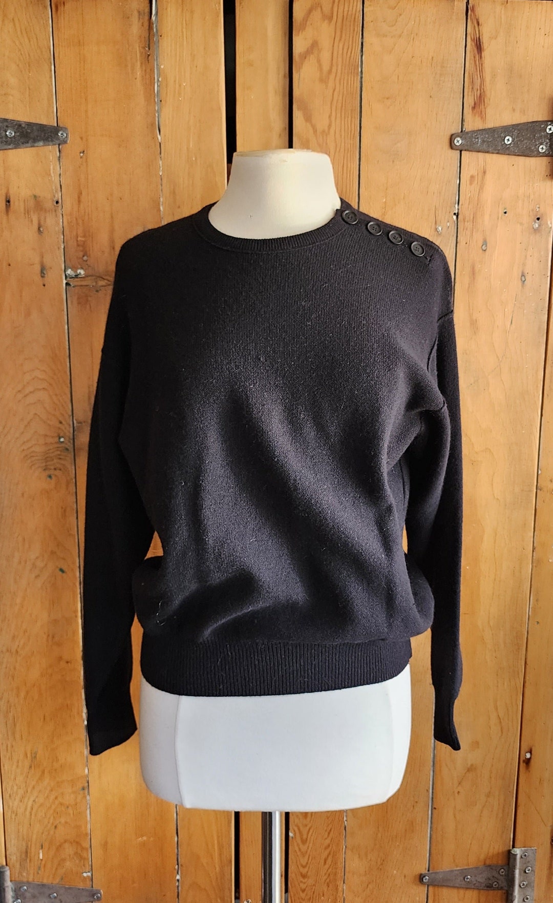 90s Sonia Rykiel Black Sweater Buttons at Shoulder - Etsy