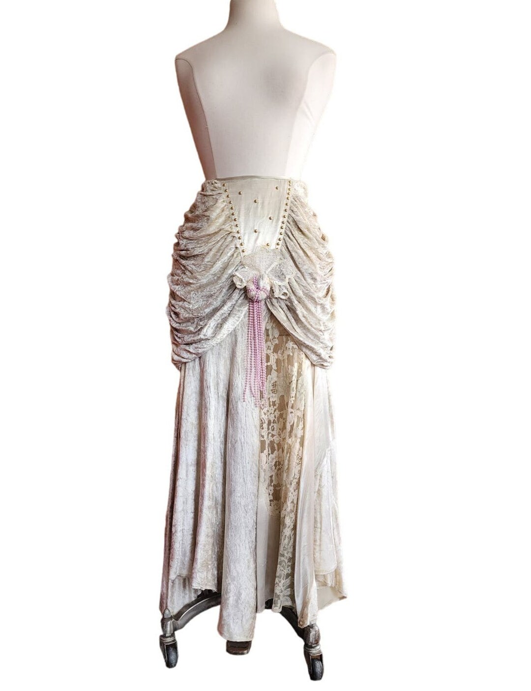 Vintage 80s Long Velvet Skirt Maick Harold, Asymmetrical W/lace, Beads ...