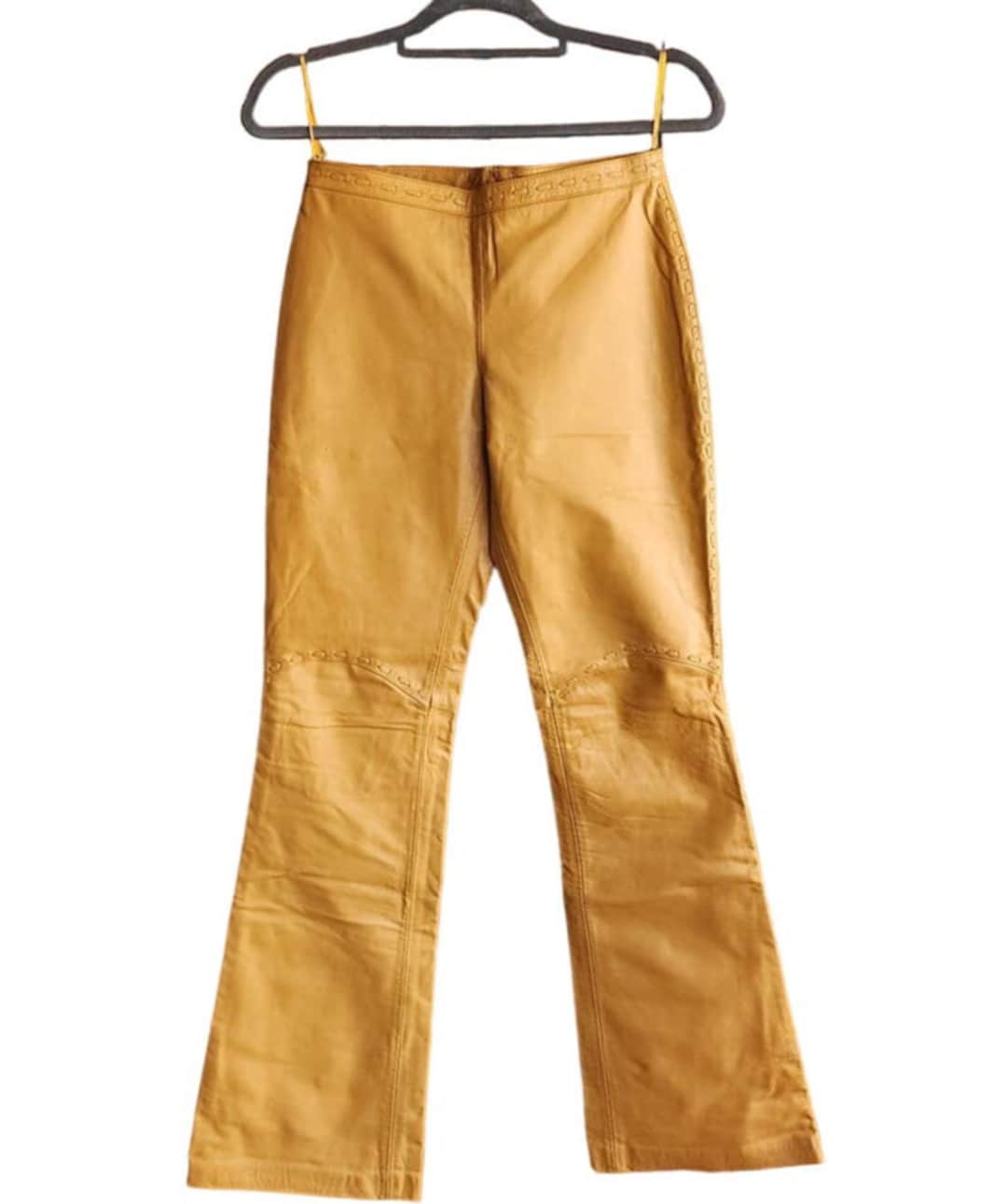 Y2K Yellow Leather Pants Low Rise by Jane Doe - Etsy