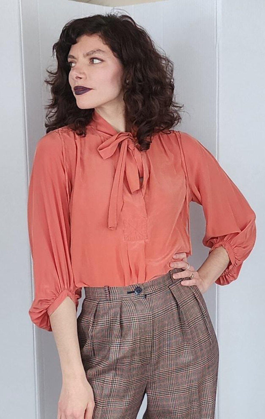 Vintage Coral Silk Blouse Diane Von Furstenberg / M - Etsy