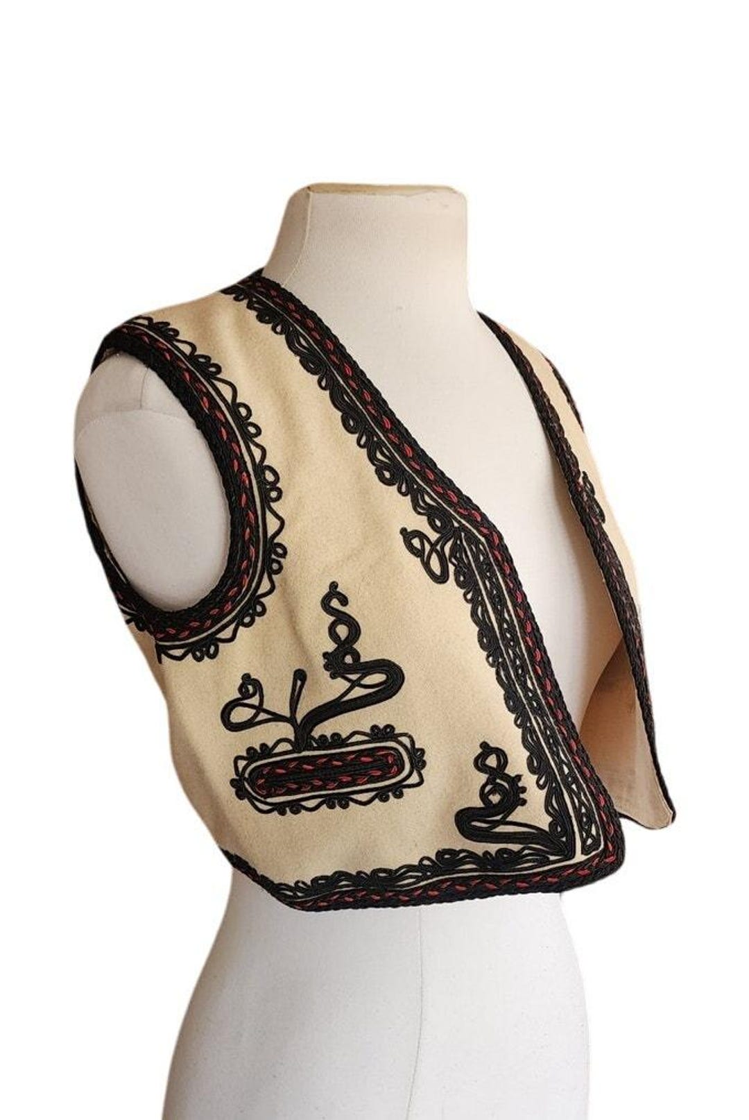 Vintage Romanian Vest Embroidered Wool Felt Folk Costume Traditional ...
