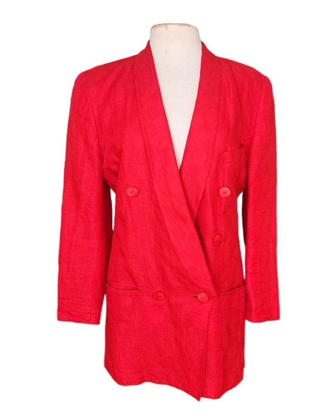 80s Red Blazer Power Shoulders Jacket Michi Moon Sanyo - Etsy