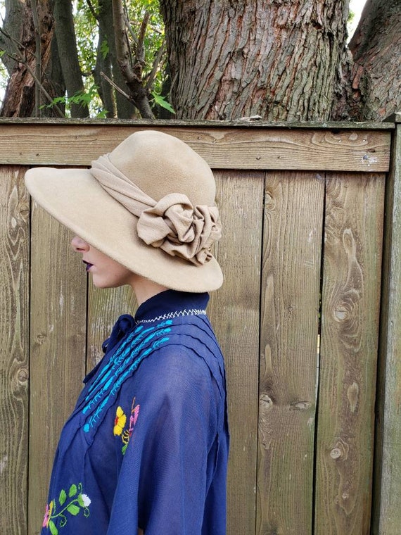 1980s Raymond Hudd Hat Wide Brimmed Beige Wool / 80s Designer | Etsy