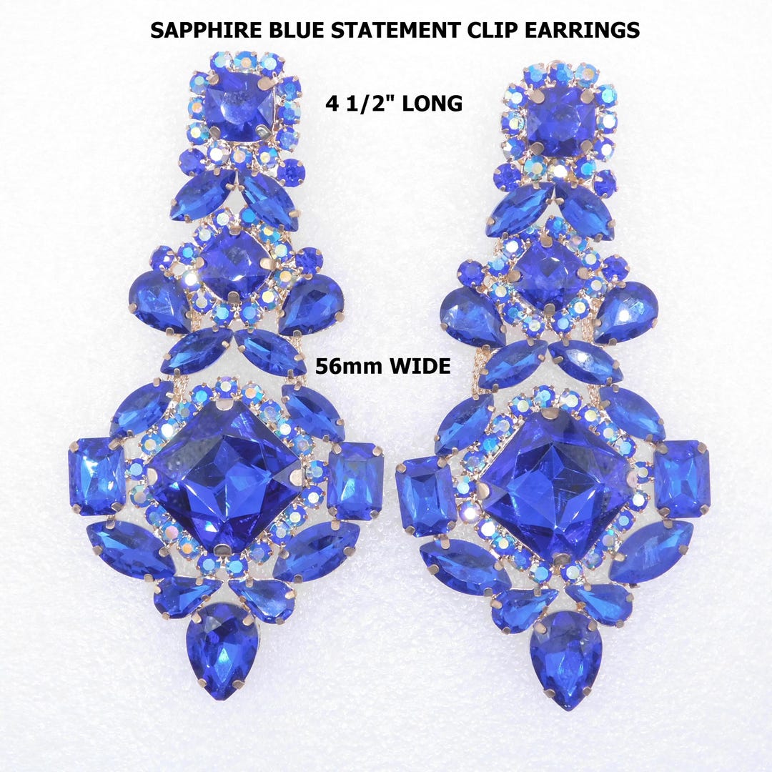 Vintage 1980's New Stock Robust Gold Tone Sapphire Blue and Blue Aurora ...