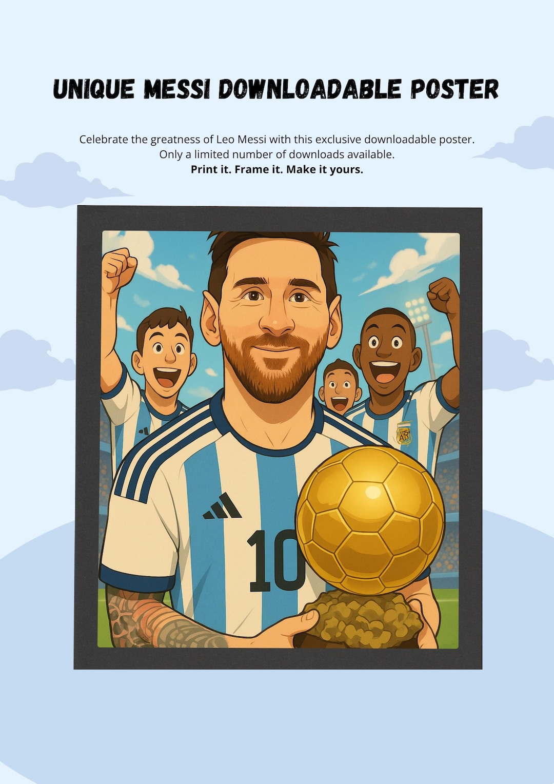 Downloadable Messi Poster - Digital PDF Art | Football Decor - Print ...