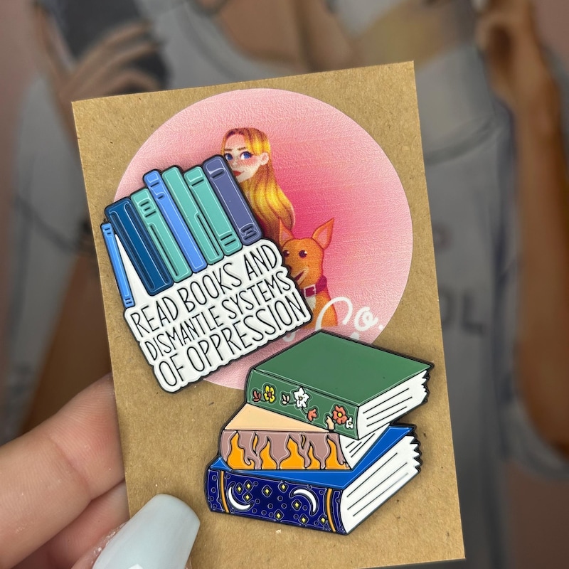 Book Stack Enamel Pin - Etsy