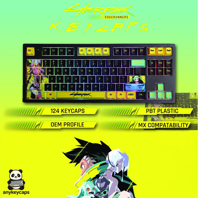 Cyberpunk Edgerunners Keycaps | 124-key Anime Keycap Set | PBT OEM ...