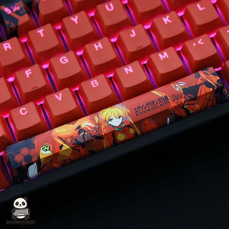 Evangelion Asuka Keycaps | 108-key Anime Keycap Set | Red PBT ...