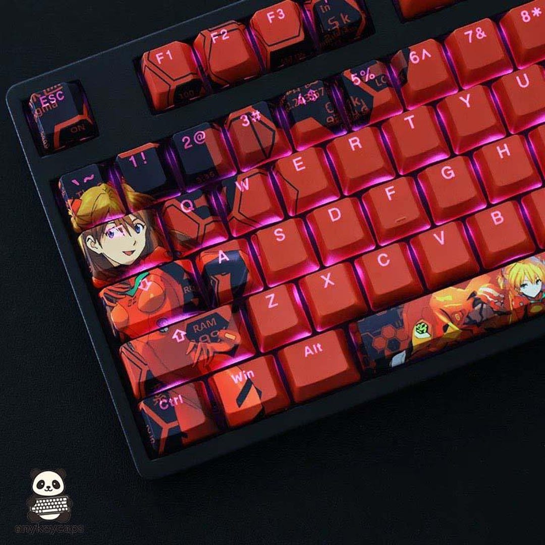 Evangelion Asuka Keycaps | 108-key Anime Keycap Set | Red PBT ...
