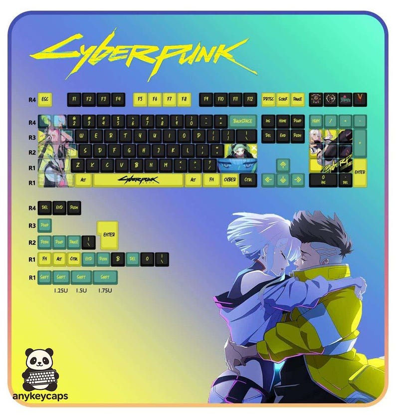 Cyberpunk Edgerunners Keycaps | 124-key Anime Keycap Set | PBT OEM ...