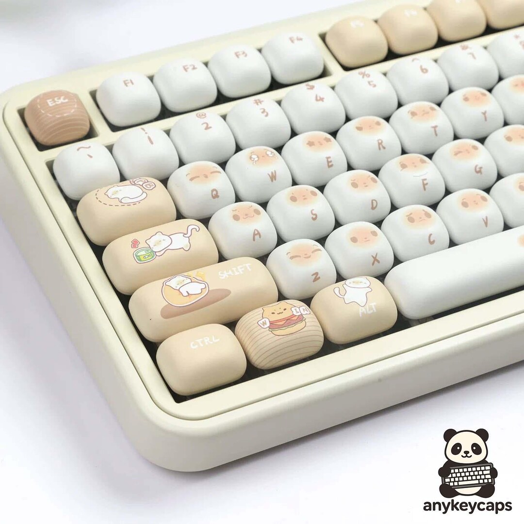 Cute Cat Bread Bakery Keycaps Set – 136 Keys, MOG Profile, Dye ...