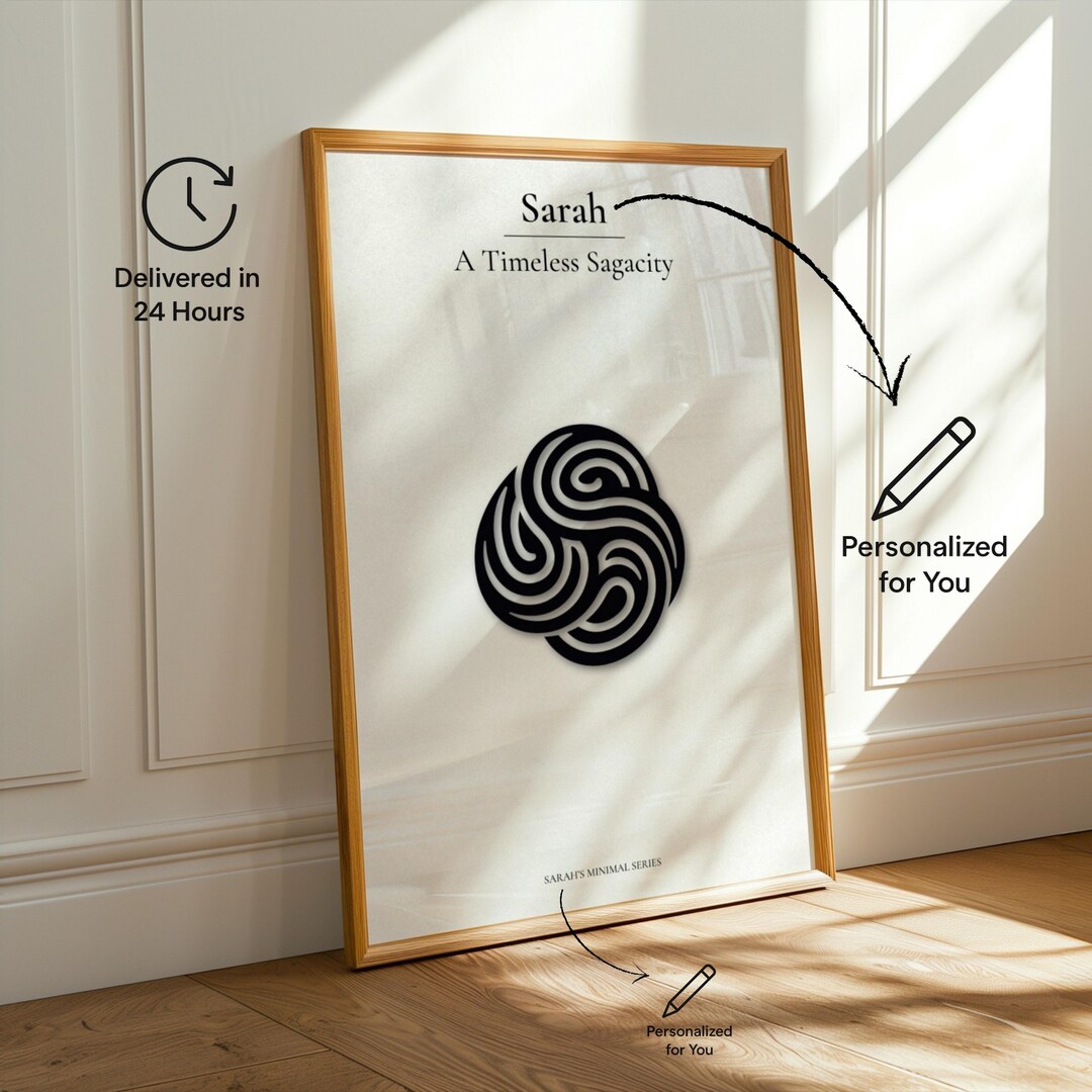 Personalized Minimal Abstract Wall Art Poster With “A Timeless Sagacity” Quote Featuring Custom ...