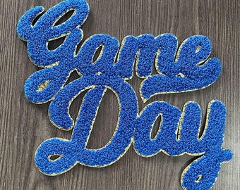 Royal Blue Game Day Patch, Sequin Ball and Bow, Iron on Patch, Chenille Sequin Patch, DIY Patch ...