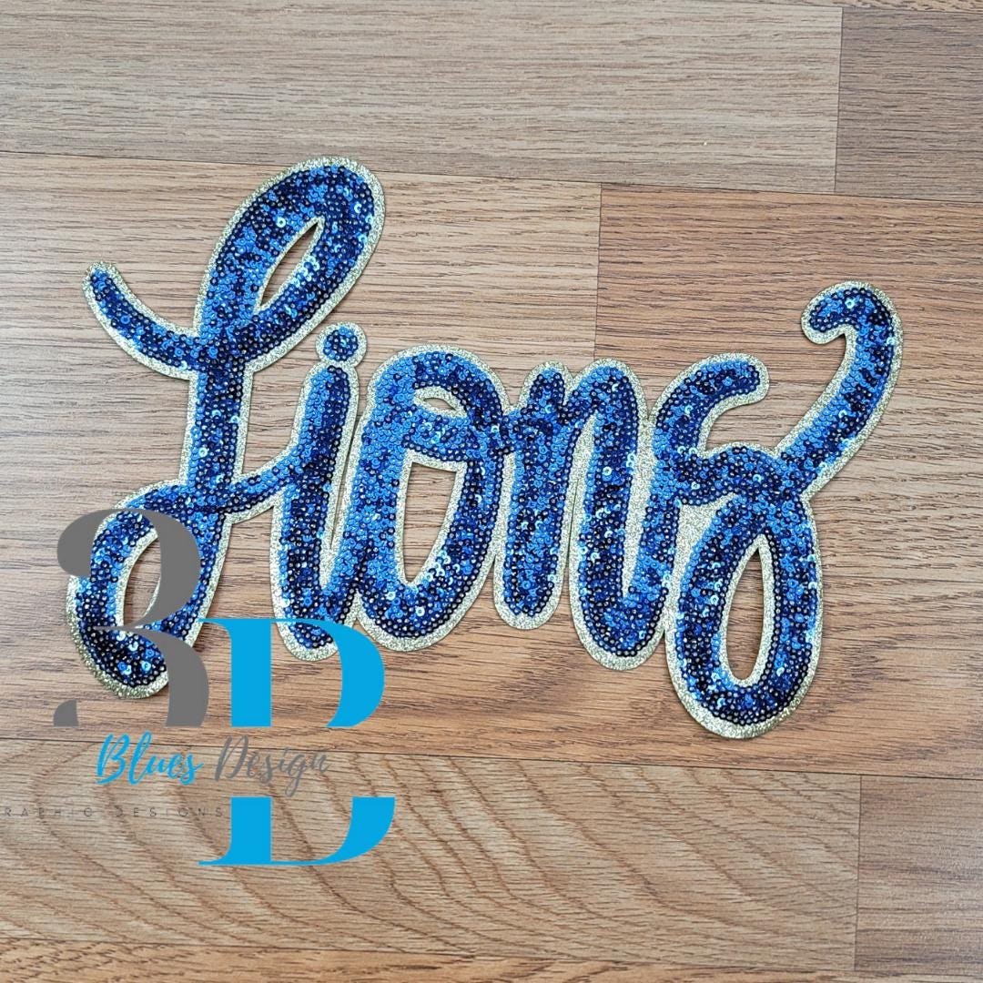 Lions Sequin Patch, Navy & GOLD Glitter Iron-on Patch - Etsy