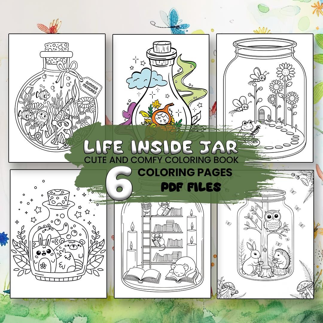 Life Inside Jar, Cute Coloring Book for Relaxing, Instant Download,pdf ...