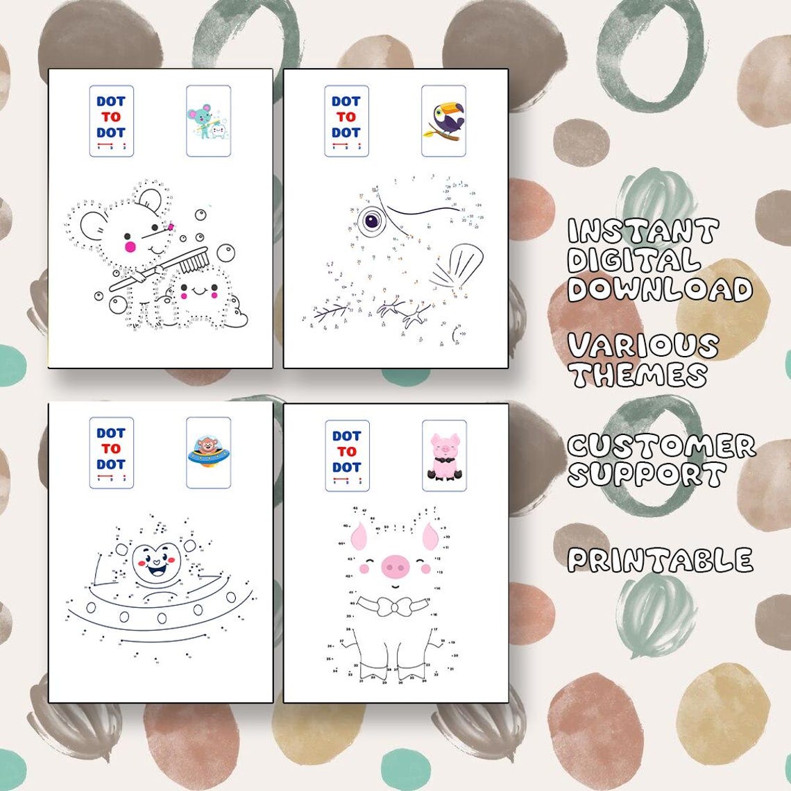 Animal Dot Marker Coloring Page, Do a Dot Activity, Printable Dab It ...