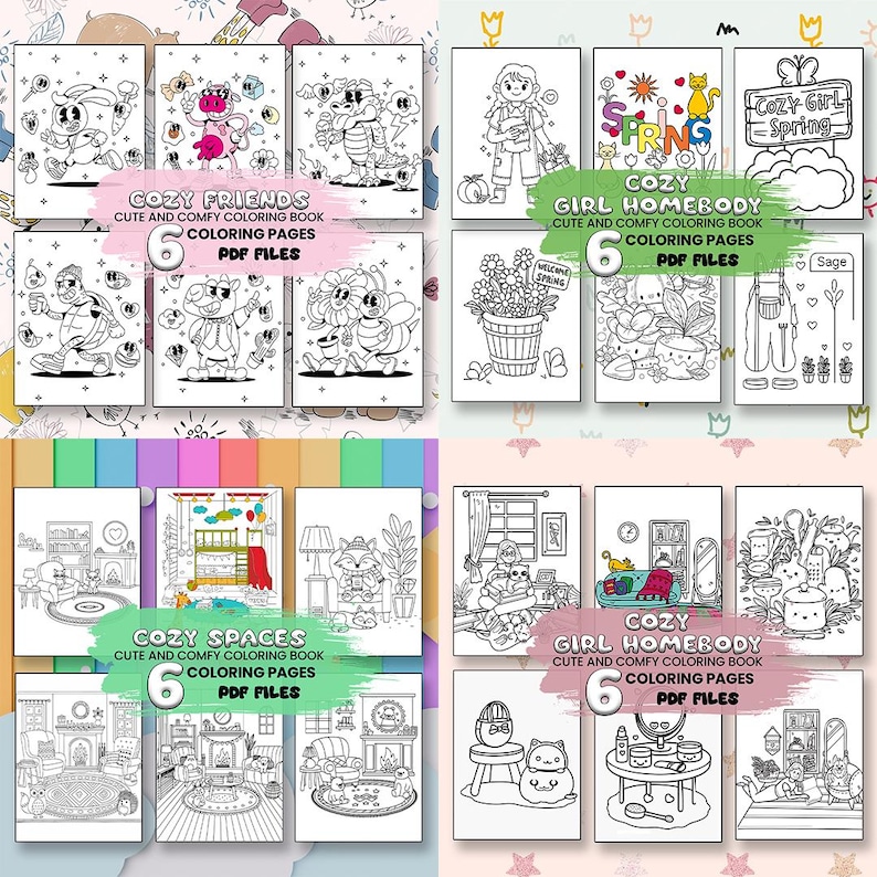 Coloring Pages Ultimate Bundle, Coloring Book Bundle, Girl Moments ...
