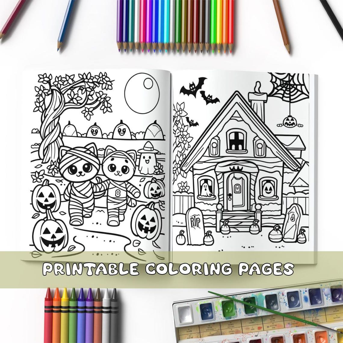 Spooky Hygge Coloring Pages, 6 Cute , Cozy Halloween Pages , Set One ...