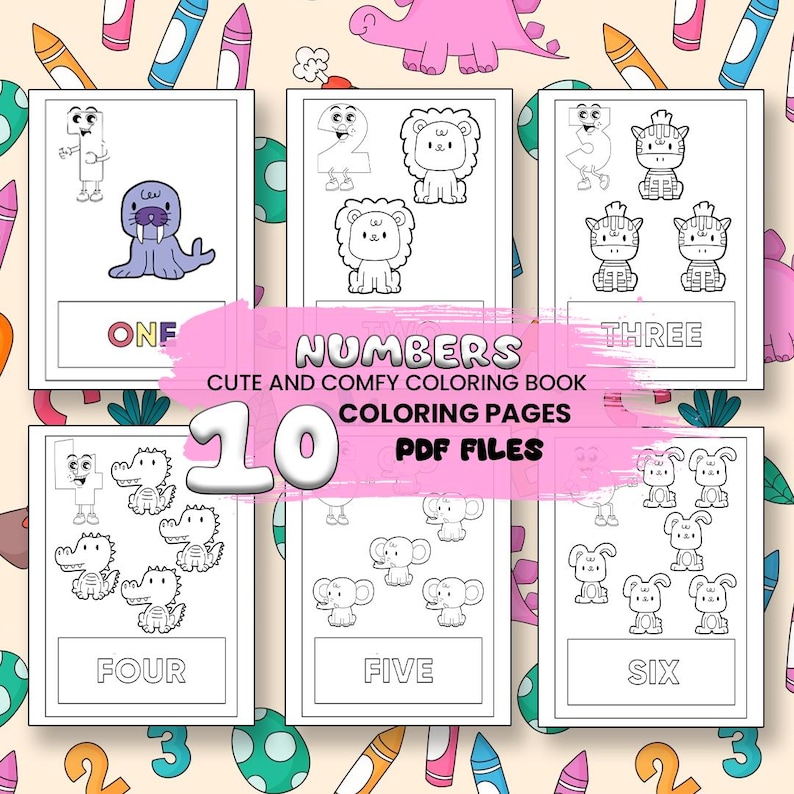 10 Printable Numbers Coloring Pages, Coloring Pages for Kids, Preschool ...