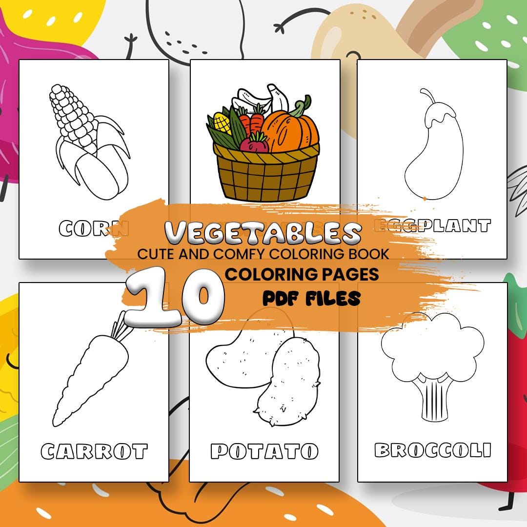 Vegetable Coloring Pages, Vegetable Coloring Book for Kids, Homeschool ...