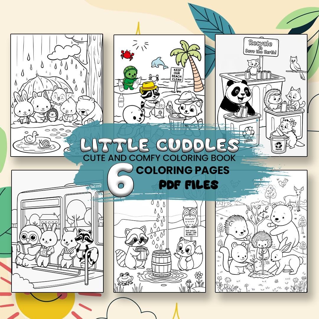 Little Cuddles , Super Cute Animal Characters Coloring Pages, PDF ...