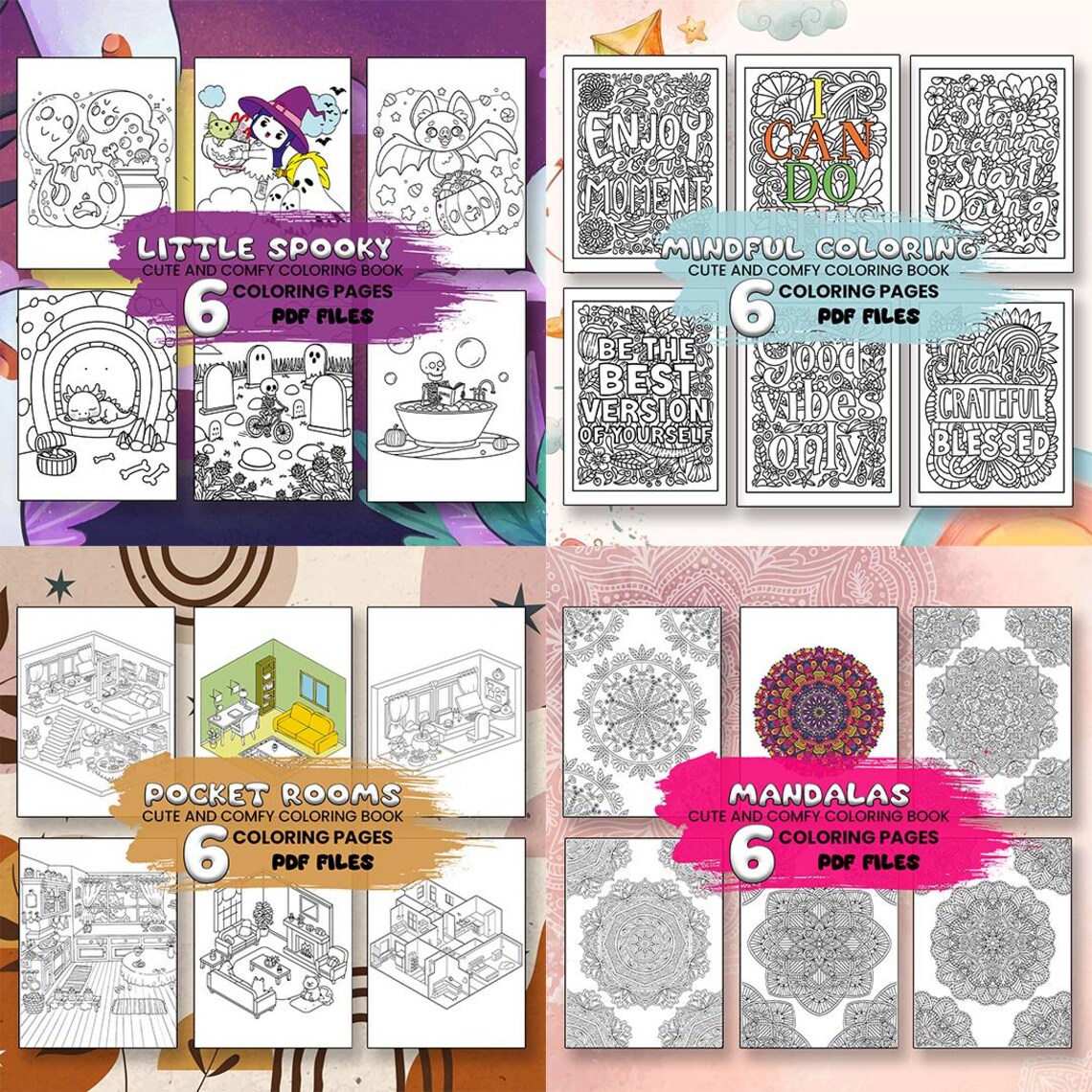Coloring Pages Ultimate Bundle, Coloring Book Bundle, Girl Moments ...