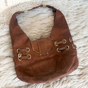 Jimmy Choo Brown Leather Slouch Hobo Bag – Vintage Designer Shoulder ...