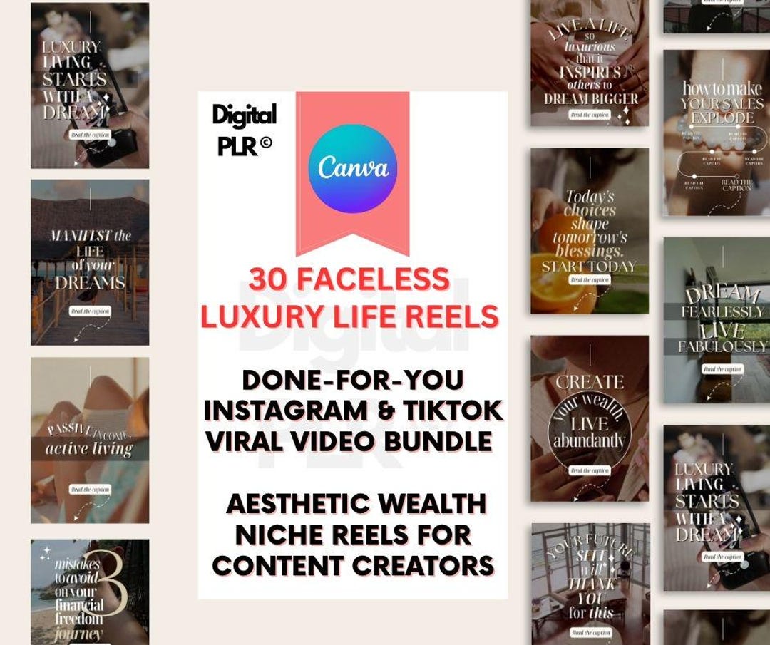 30 Faceless Luxury Life Reels | Done-for-you Instagram & Tiktok Viral ...