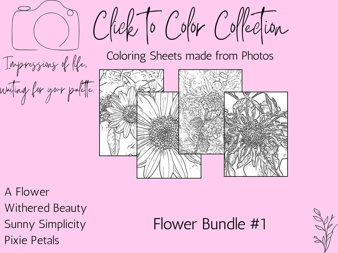 Flower Coloring Sheet Bundle 1 - Etsy
