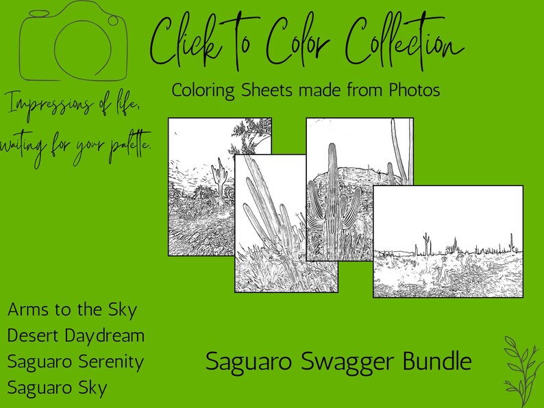 Saguaro Swagger Cactus Coloring Sheet Bundle - Etsy