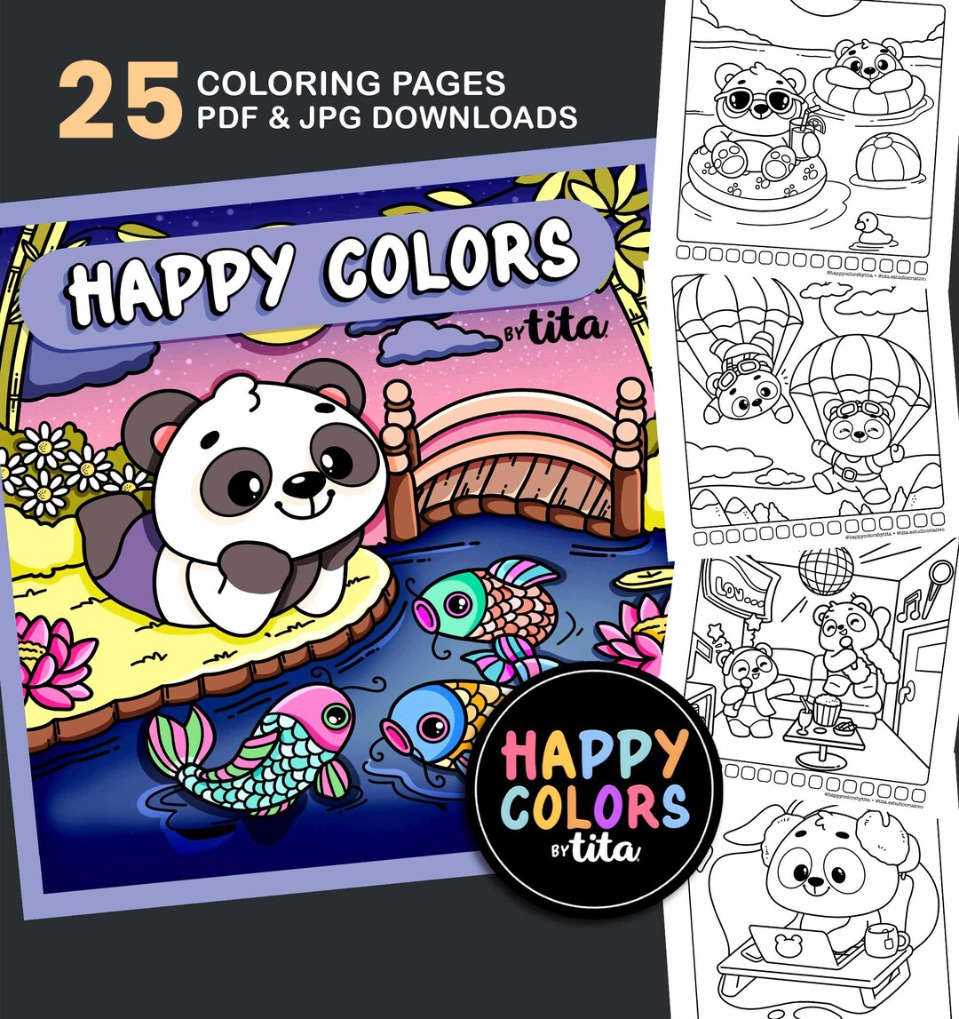 Pandas Coloring Book, Coloring Pages With Cute Pandas, Relaxing Pages ...