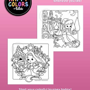 Princess Coloring Book, Coloring Pages With Cute Princesses, Relaxing ...