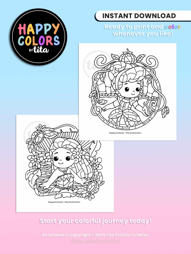 Stained Glass Princesses Coloring Book, Stained Glass Coloring Pages ...