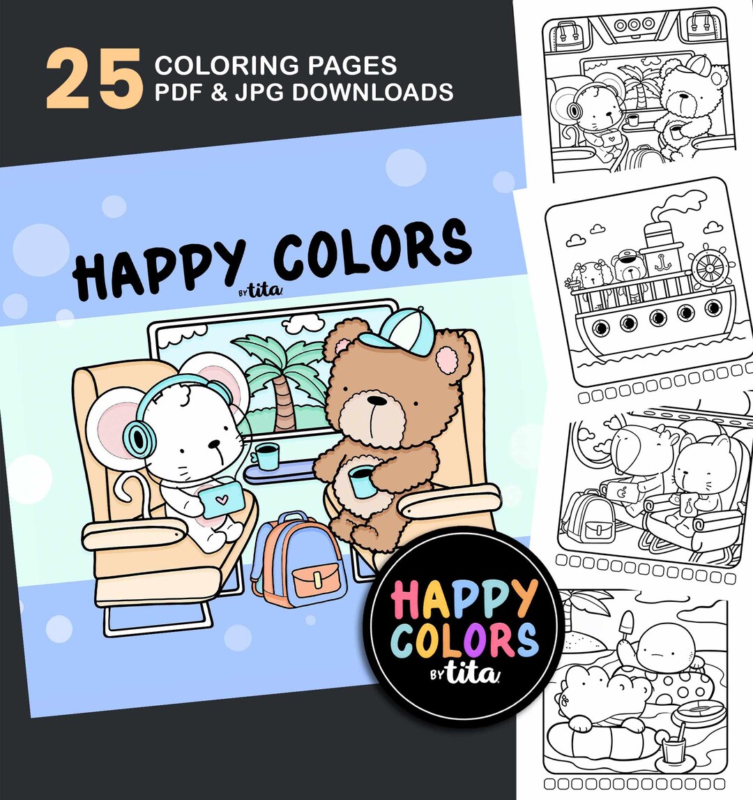 Comfy Coloring Book, Coloring Pages With Cute Animals, Stress Relief ...