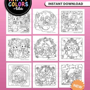 Princess Coloring Book, Coloring Pages With Cute Princesses, Relaxing ...