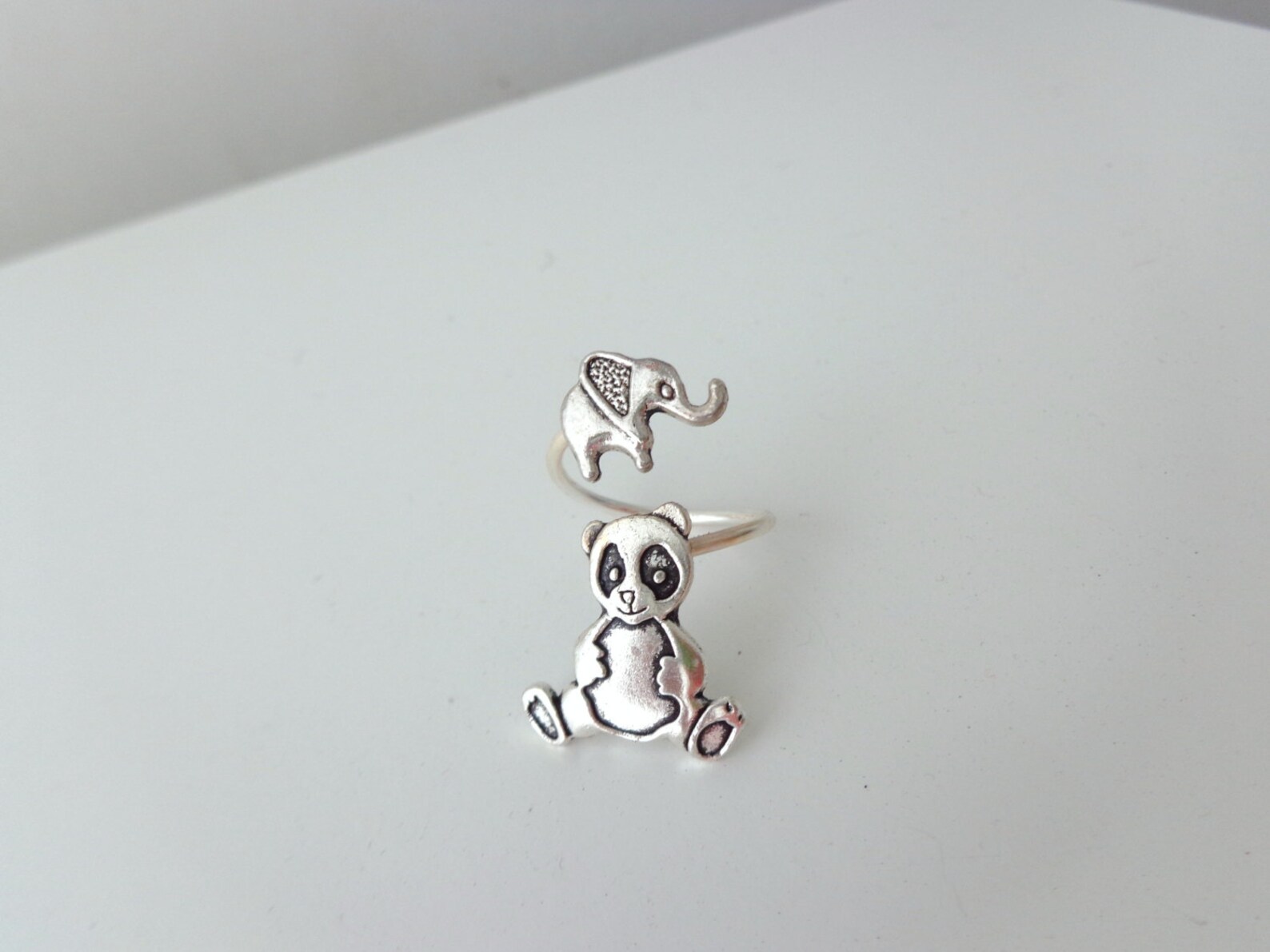 Elephant Panda Ring Adjustable Ring Animal Ring Silver - Etsy