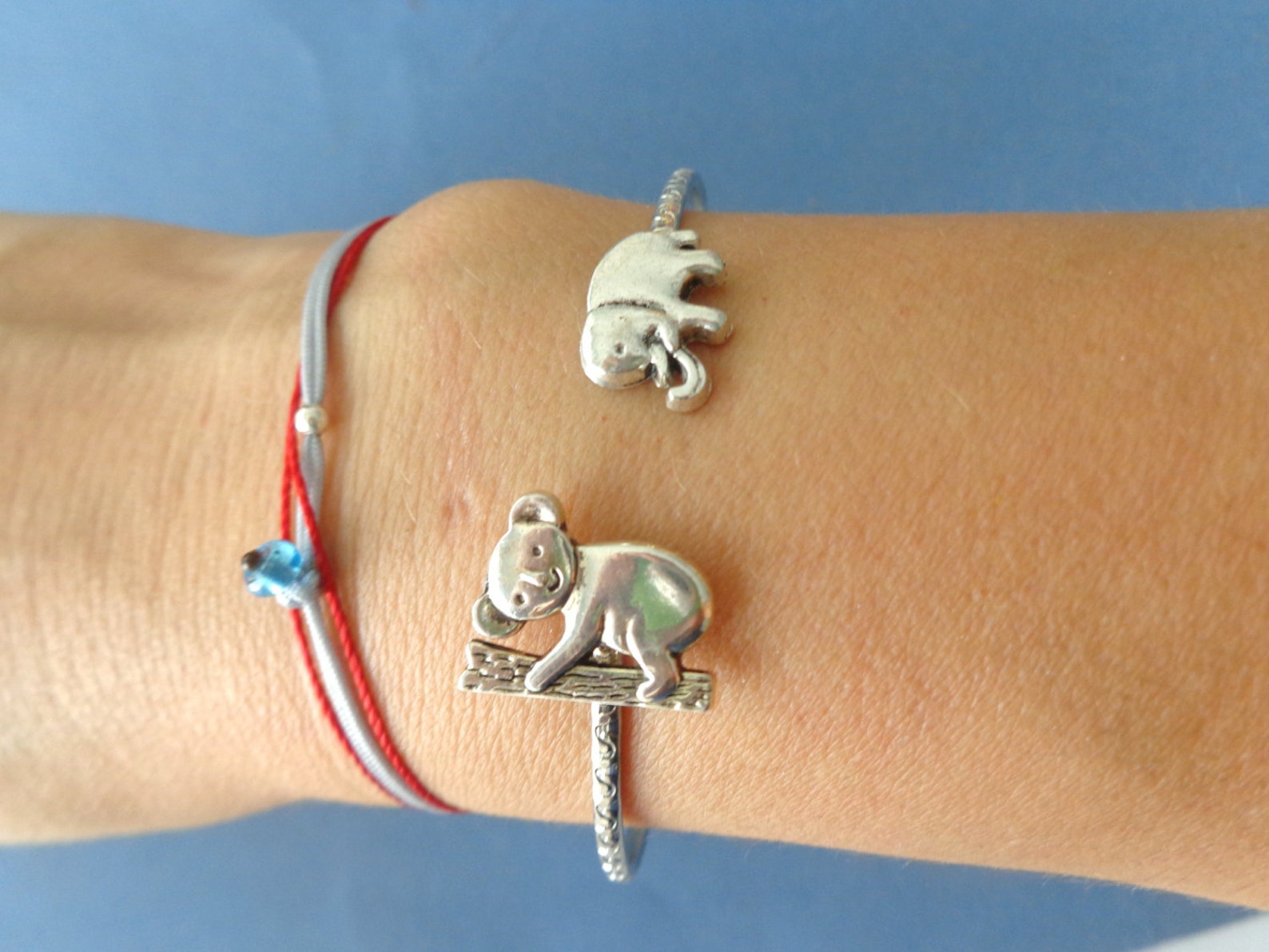 Silver Elephant and Koala Bracelet Animal Bracelet Charm - Etsy
